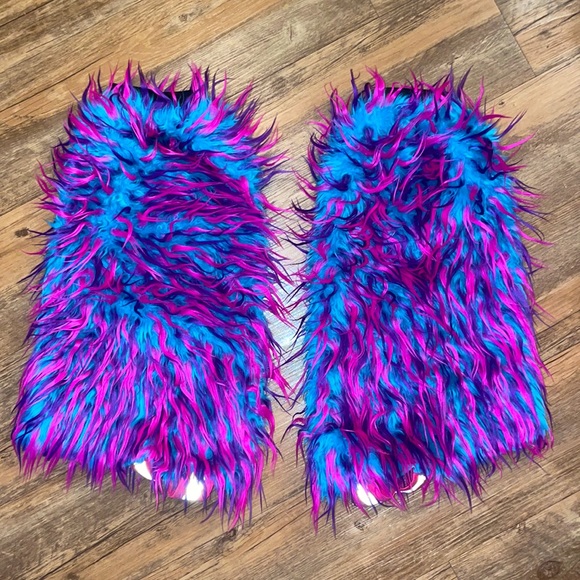 Accessories | Rave Fluffies W Shoe Straps Blue Monster | Poshmark